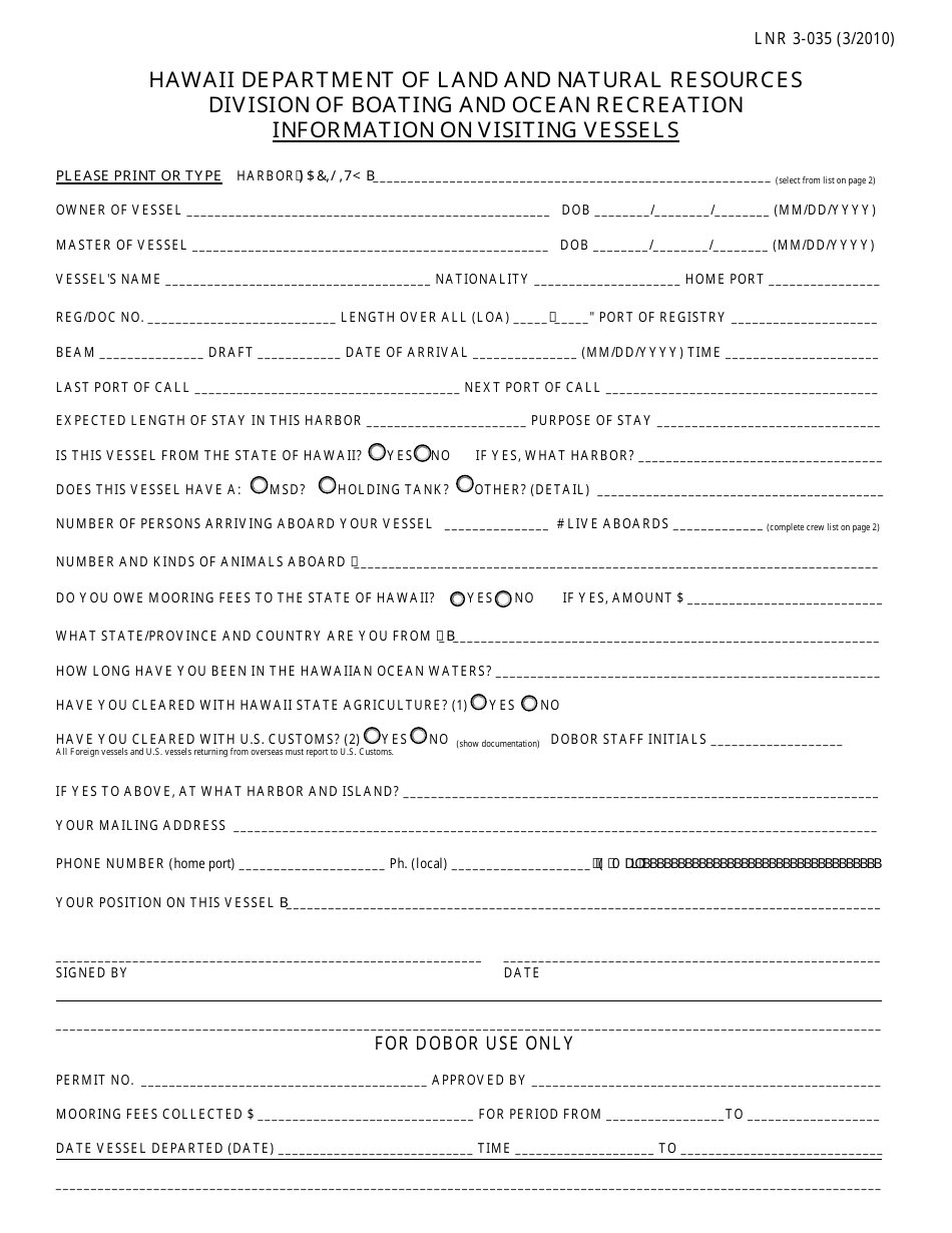 Form LNR3-035 - Fill Out, Sign Online and Download Fillable PDF, Hawaii ...