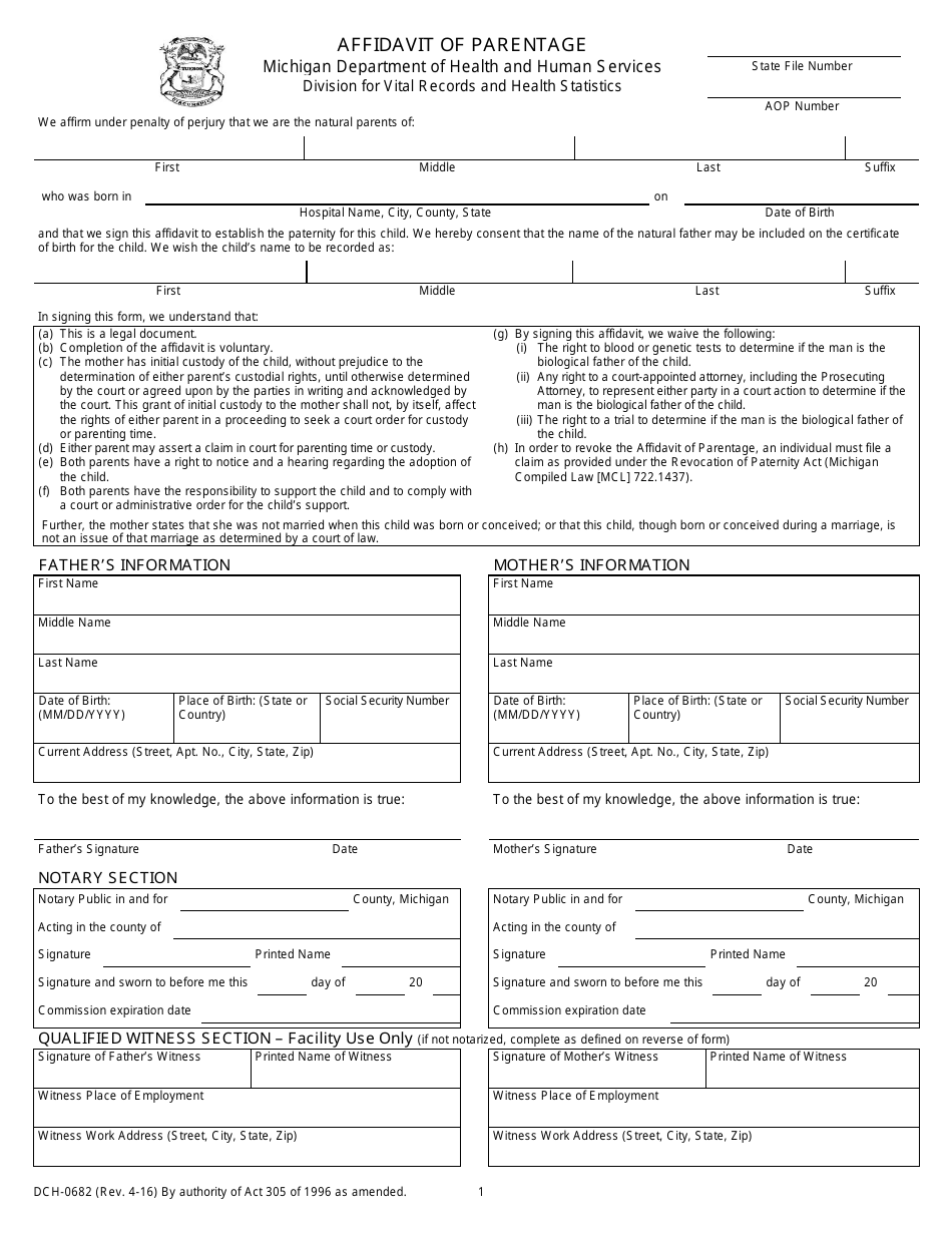 Form DCH-0682 - Fill Out, Sign Online and Download Printable PDF ...