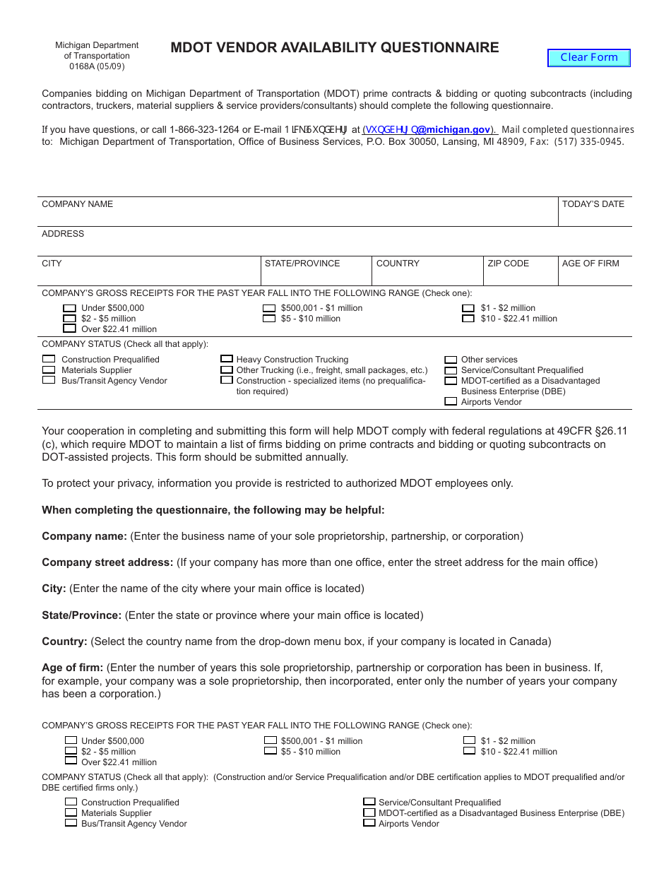 Form 0168A - Fill Out, Sign Online and Download Fillable PDF, Michigan ...