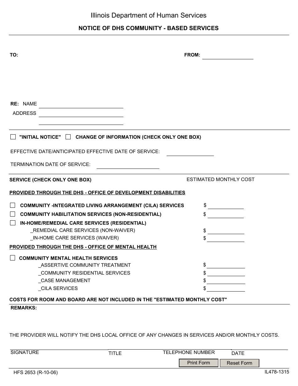 Form HFS2653 (IL478-1315) - Fill Out, Sign Online and Download Fillable ...
