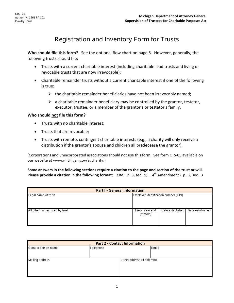 Form CTS-06 - Fill Out, Sign Online and Download Fillable PDF, Michigan ...