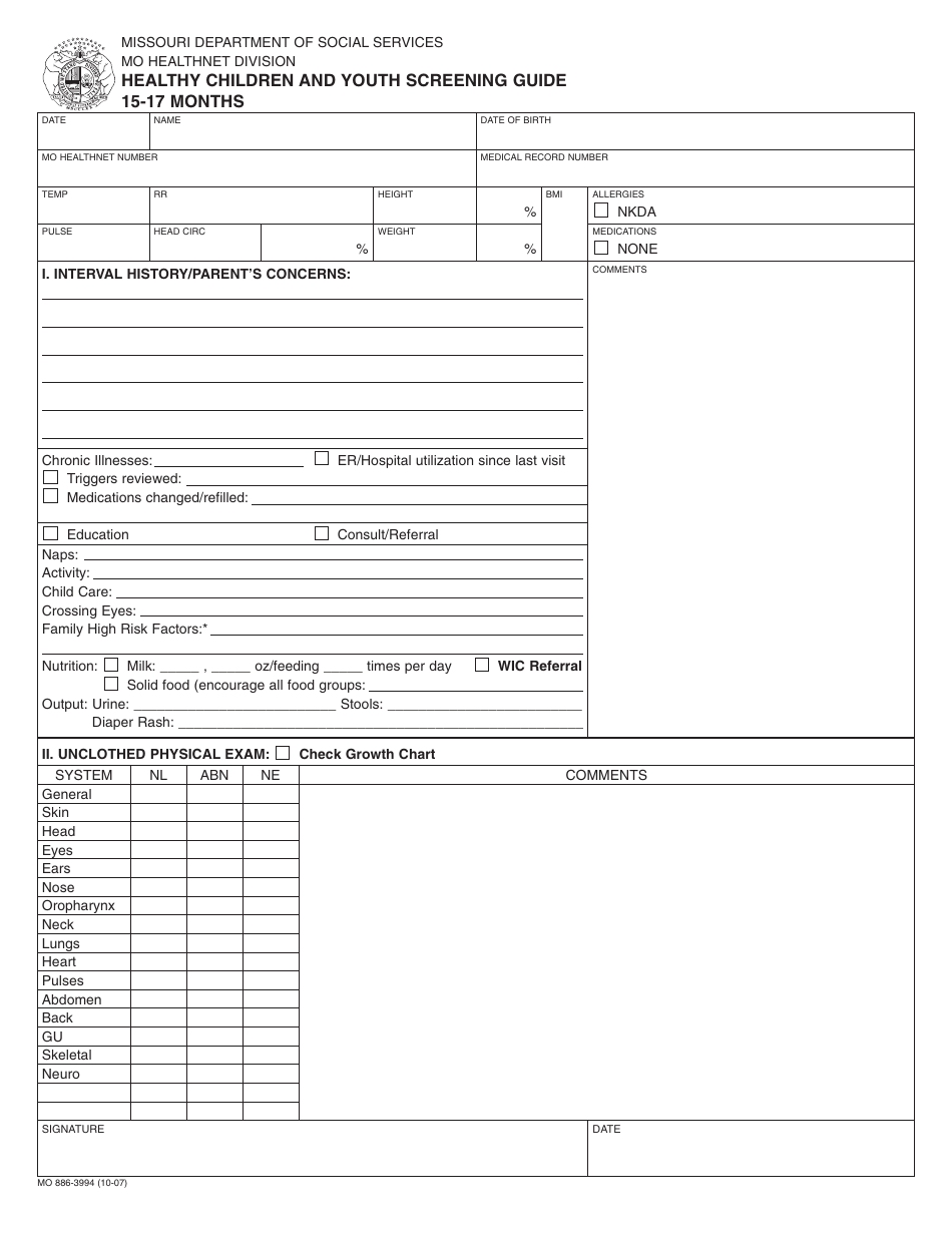 Form MO886-3994 - Fill Out, Sign Online and Download Printable PDF ...