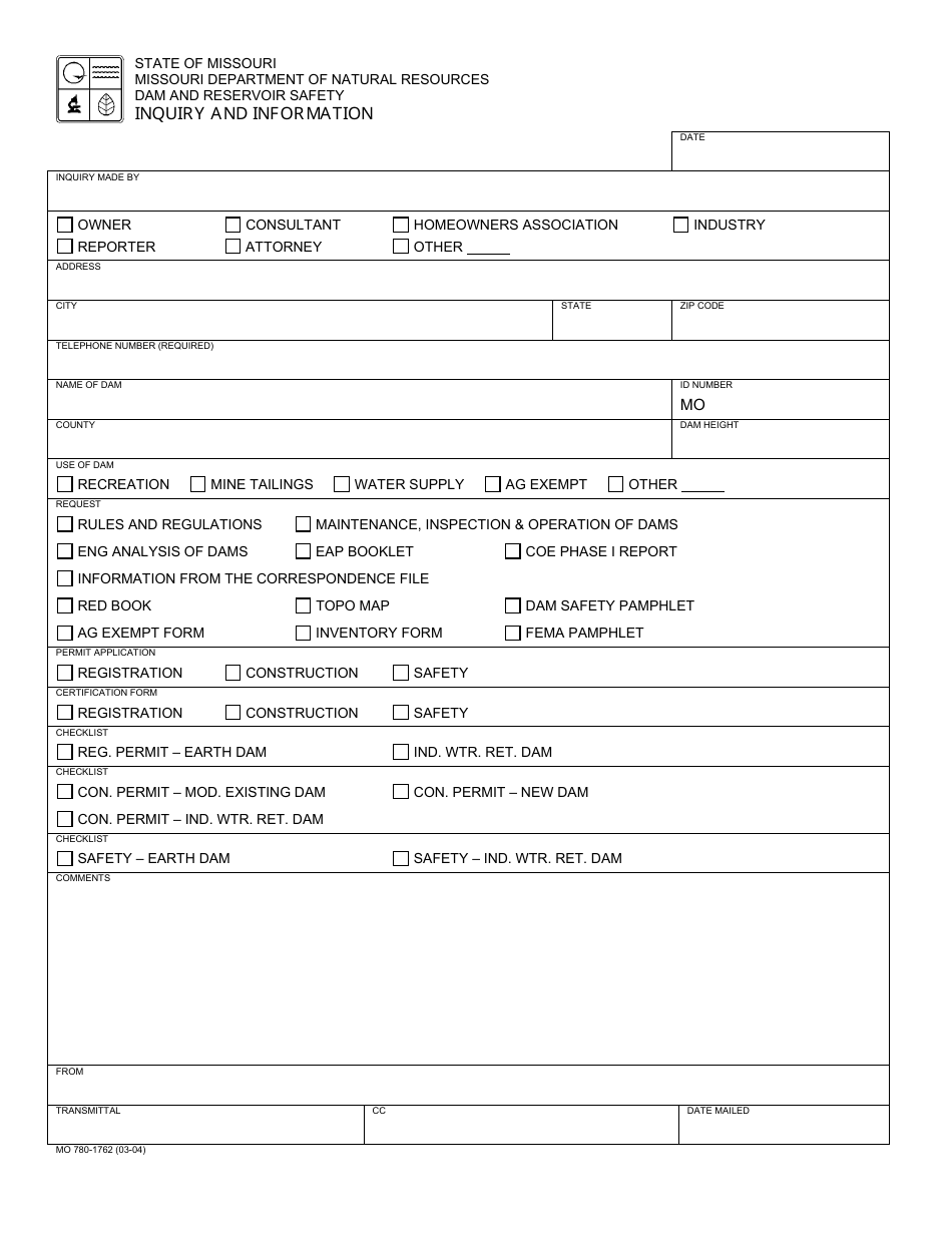 Form MO780-1762 - Fill Out, Sign Online and Download Fillable PDF ...