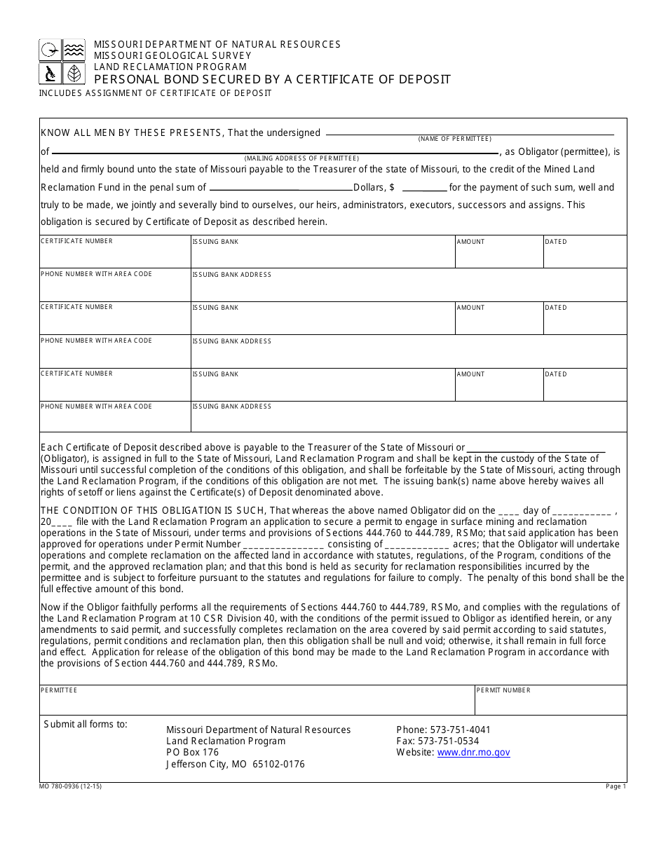 Form MO780-0936 - Fill Out, Sign Online and Download Fillable PDF ...