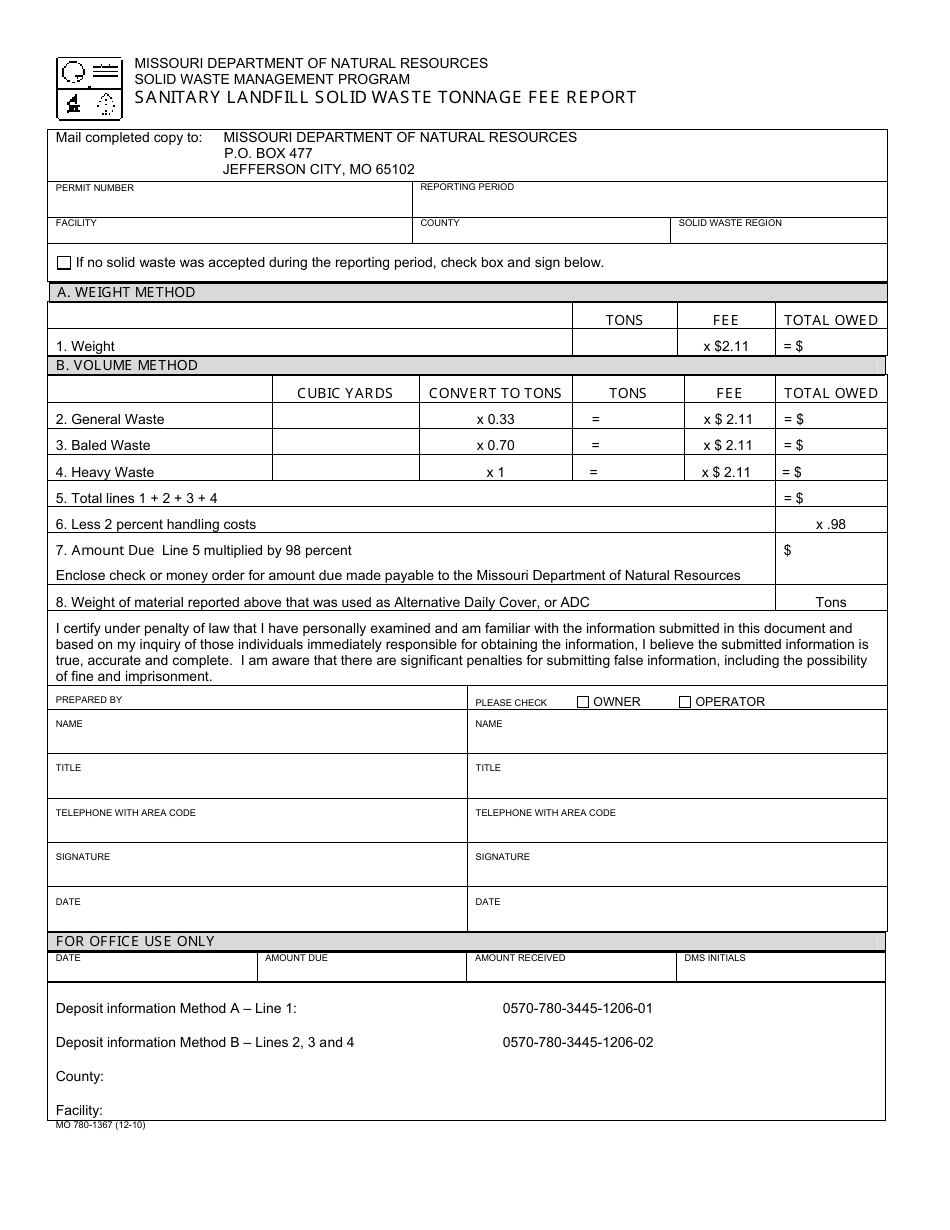 Form MO780-1367 - Fill Out, Sign Online and Download Fillable PDF ...