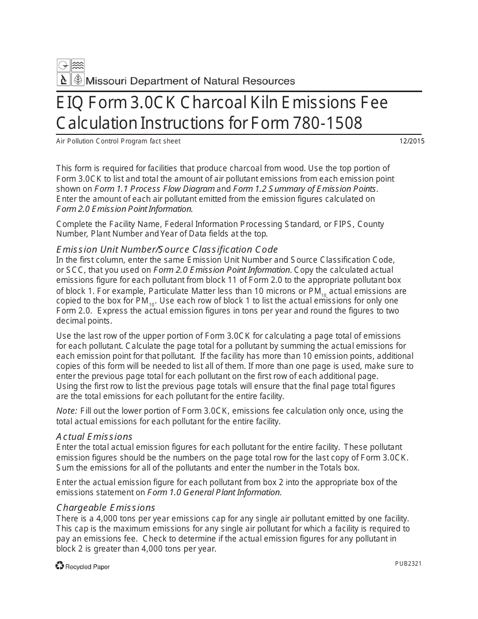 Download Instructions for EIQ Form 3.0CK, MO780-1508 Charcoal Kiln ...