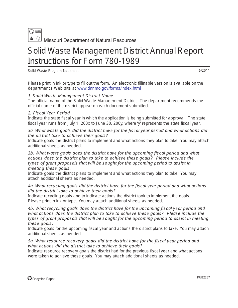 Download Instructions for Form MO780-1989 Solid Waste Management ...