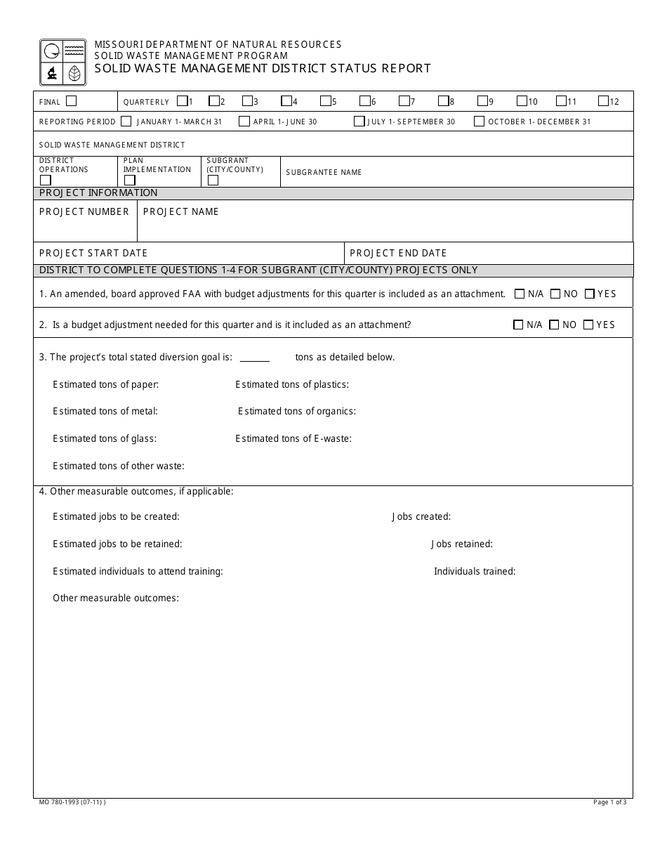Form MO780-1993 - Fill Out, Sign Online and Download Fillable PDF ...