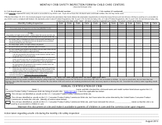 Minnesota Monthly Crib Safety Inspection Form for Child Care Centers ...