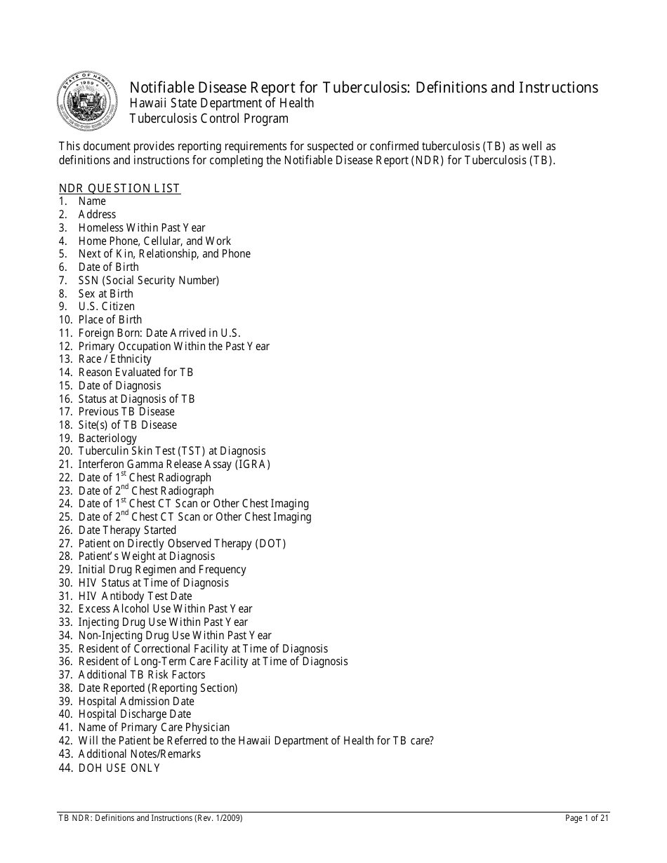 Download Instructions for Form TB NDR Notifiable Disease Report for ...
