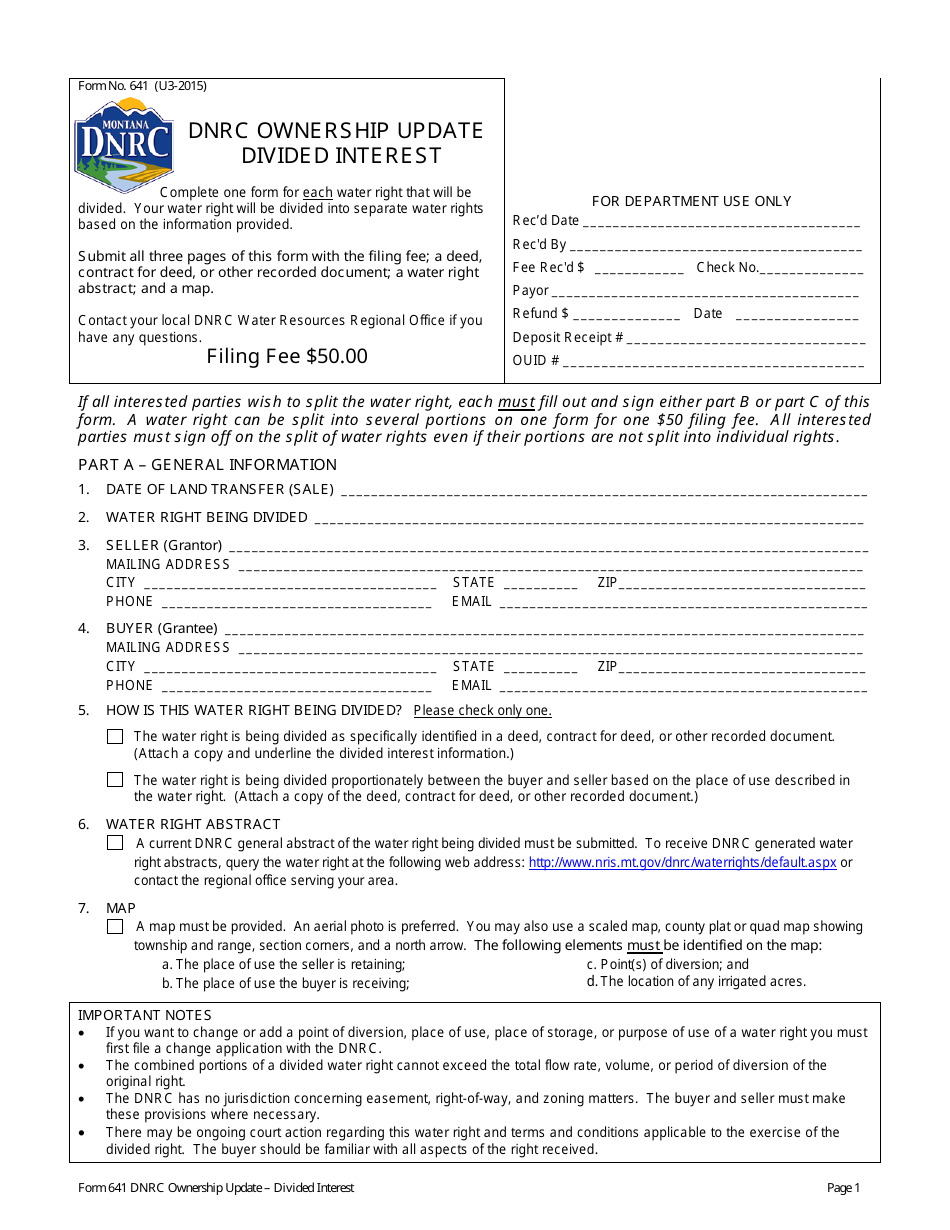 Form 641 - Fill Out, Sign Online and Download Fillable PDF, Montana ...