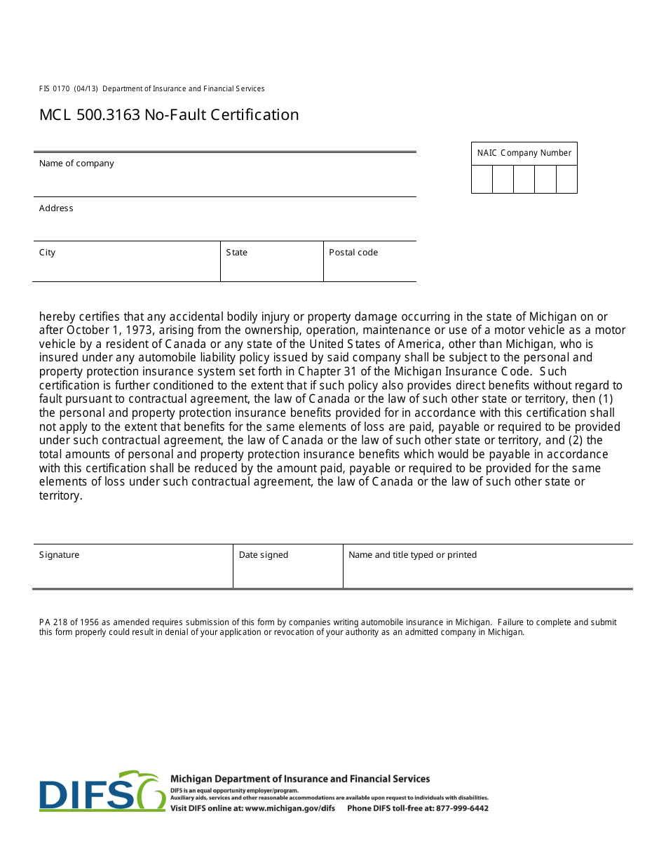 Form FIS0170 - Fill Out, Sign Online and Download Fillable PDF ...