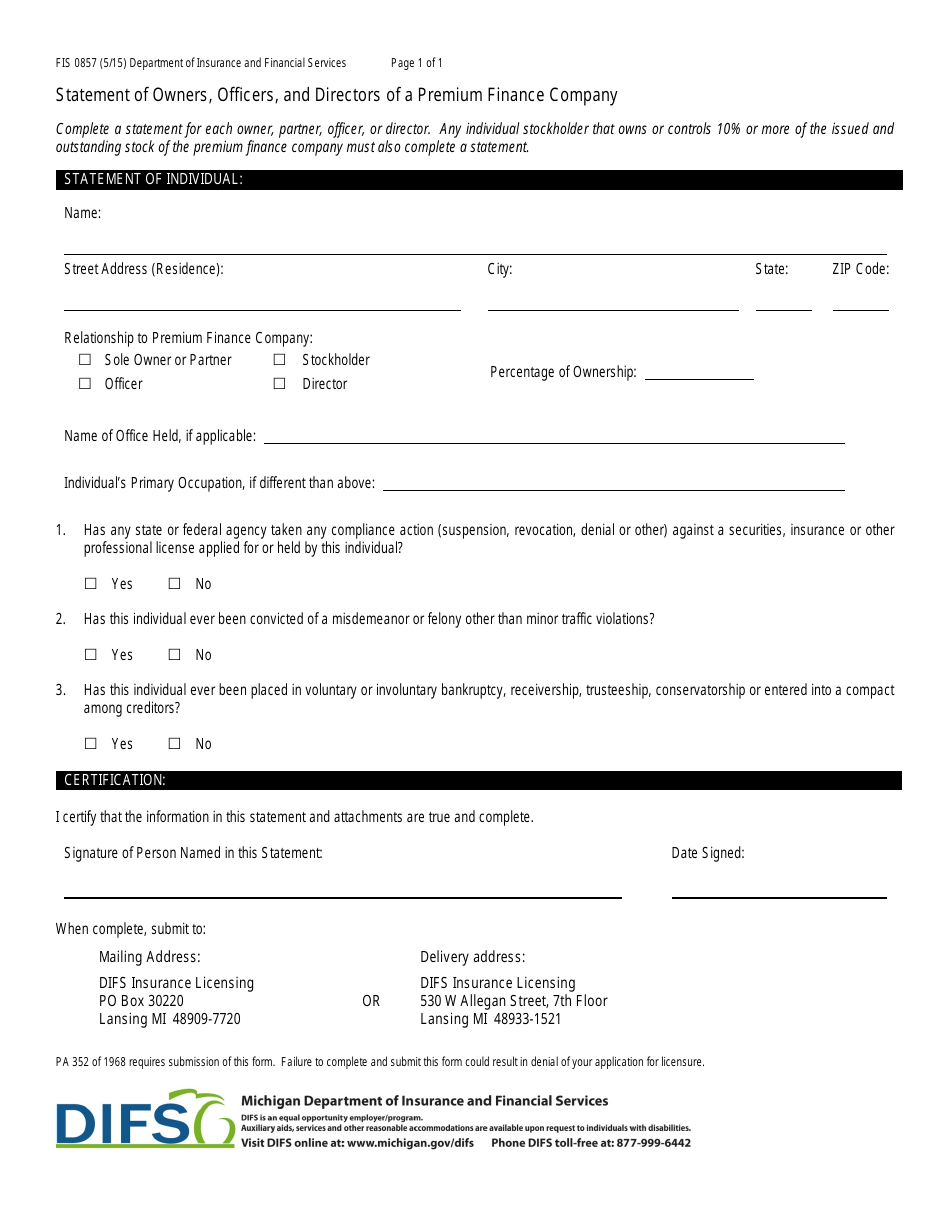 Form FIS0857 - Fill Out, Sign Online and Download Fillable PDF ...