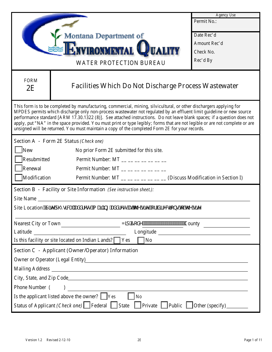Form 2E - Fill Out, Sign Online and Download Fillable PDF, Montana ...