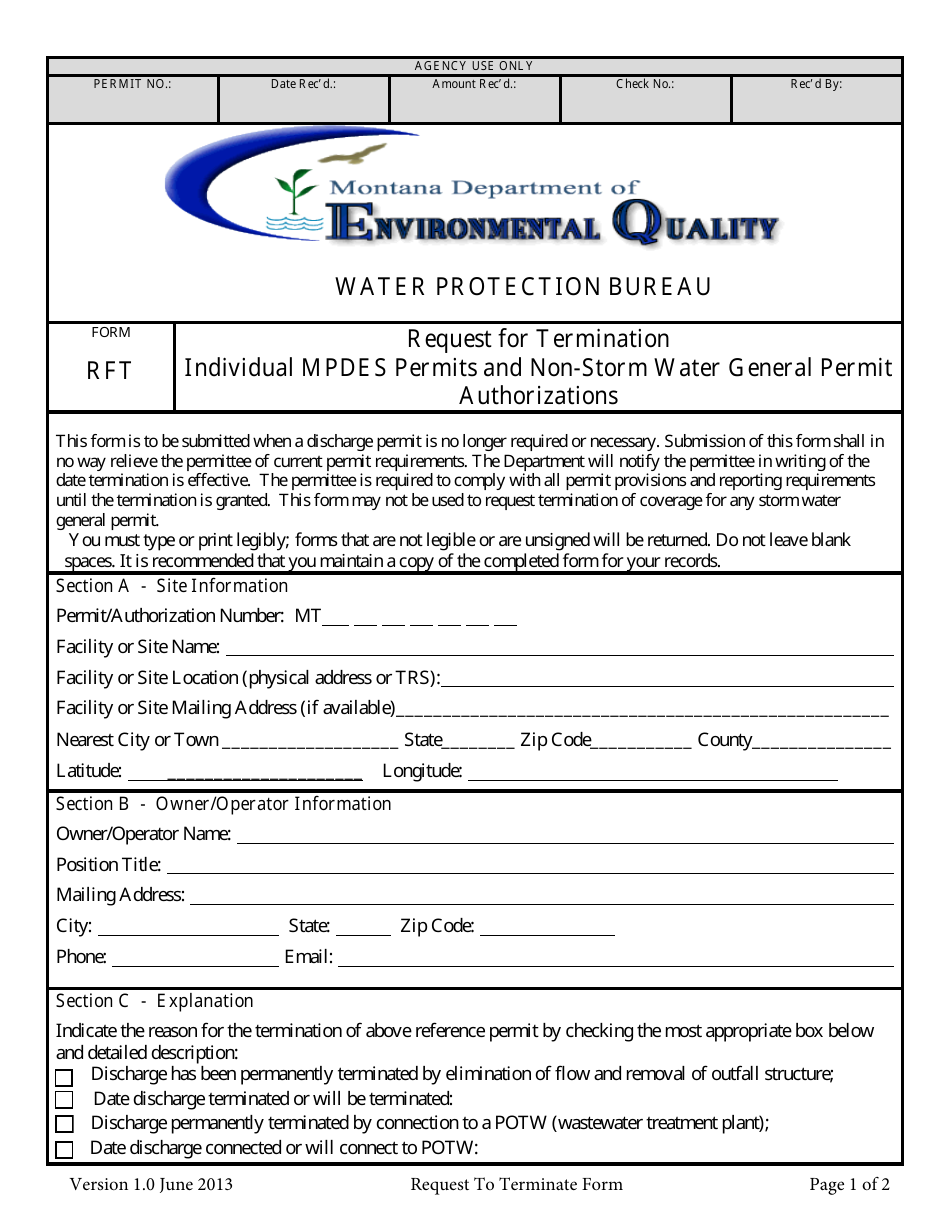Form RFT - Fill Out, Sign Online and Download Fillable PDF, Montana ...