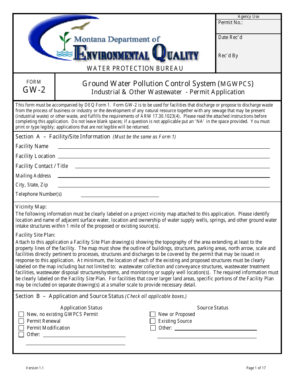 Form GW-2 - Fill Out, Sign Online and Download Fillable PDF, Montana ...