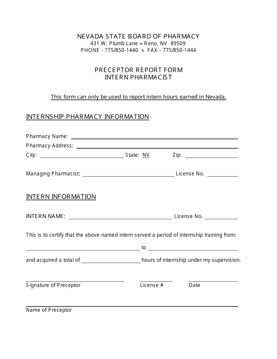 Nevada Preceptor Report Form - Fill Out, Sign Online and Download PDF ...