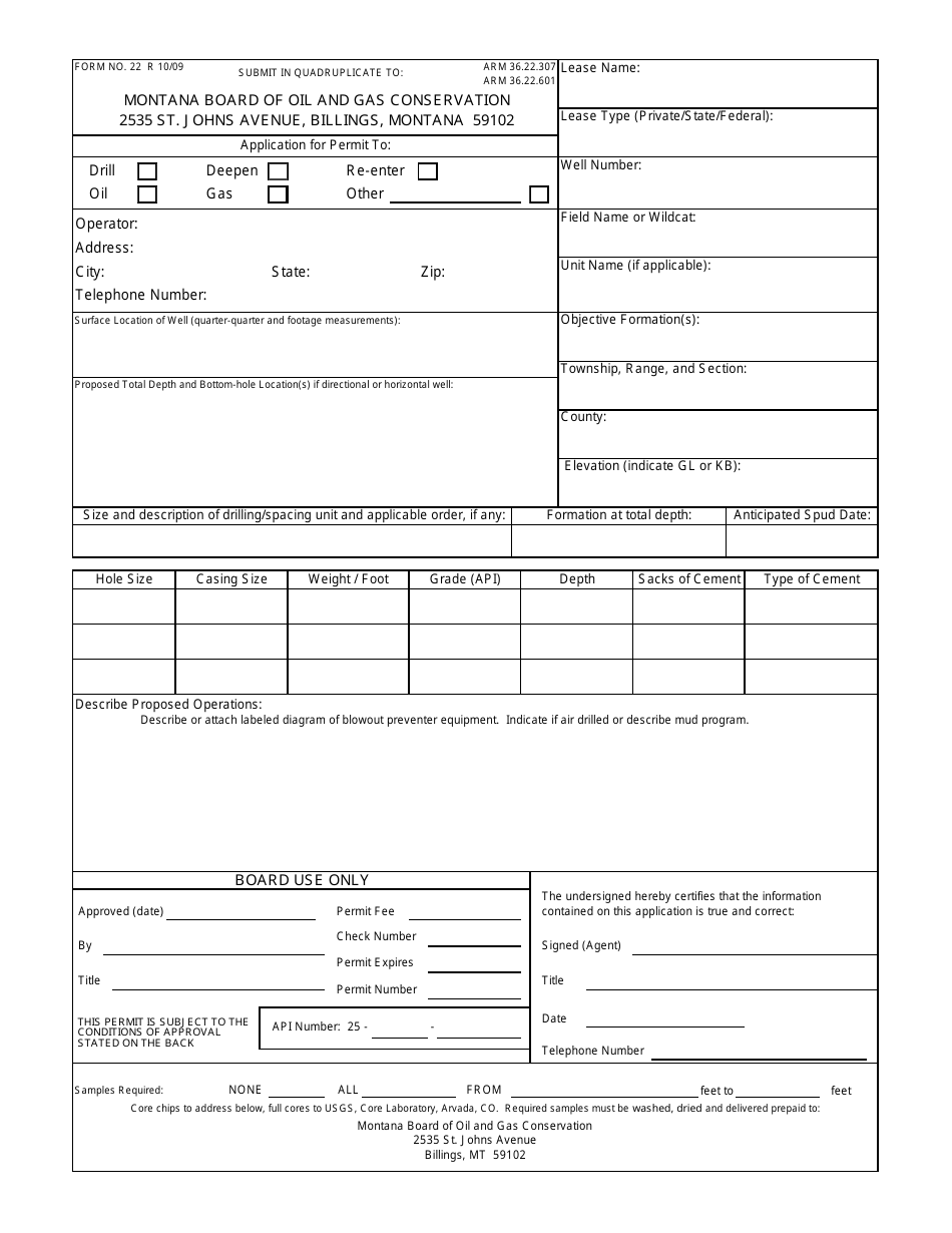 Form 22 - Fill Out, Sign Online and Download Fillable PDF, Montana ...