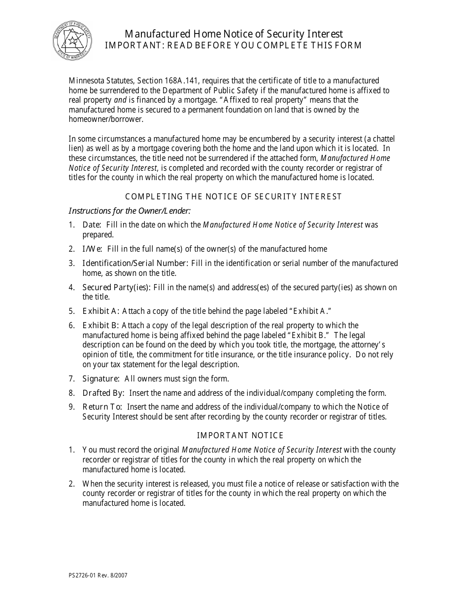 Form PS2726 - Fill Out, Sign Online and Download Printable PDF ...