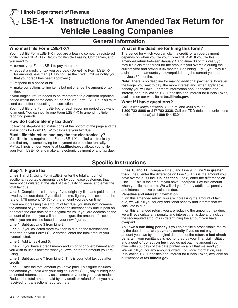 Download Instructions for Form LSE-1-X Amended Tax Return for Vehicle ...