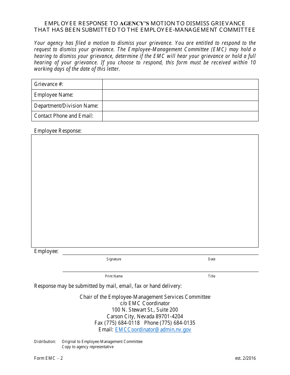 Form EMC-2 - Fill Out, Sign Online and Download Fillable PDF, Nevada ...