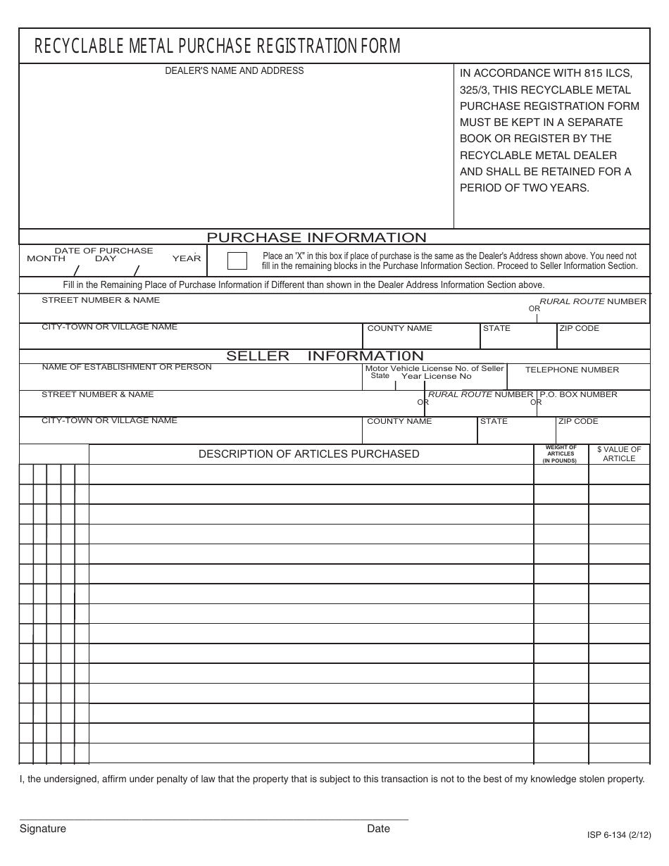 Form ISP6-134 - Fill Out, Sign Online and Download Printable PDF ...
