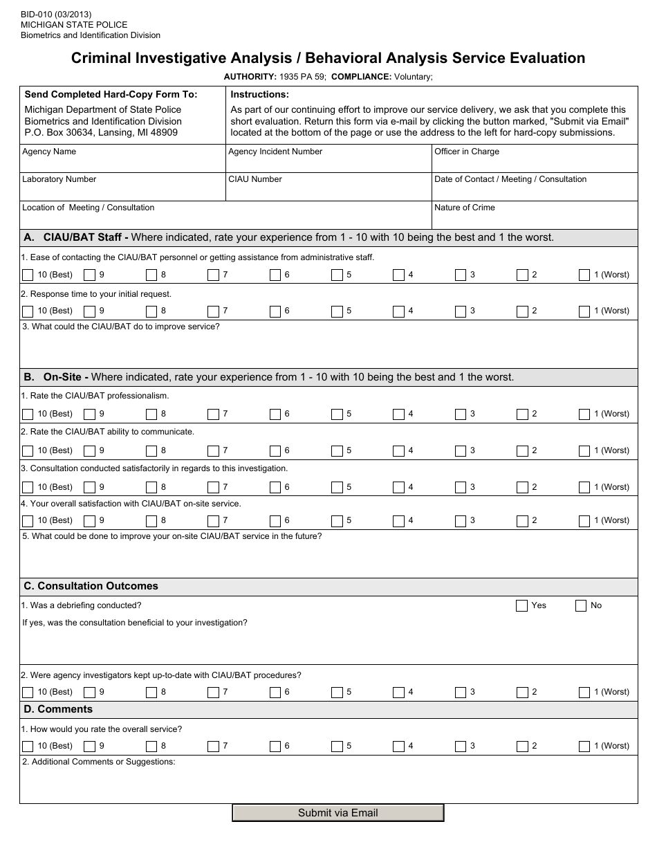 Form BID-010 - Fill Out, Sign Online and Download Fillable PDF ...