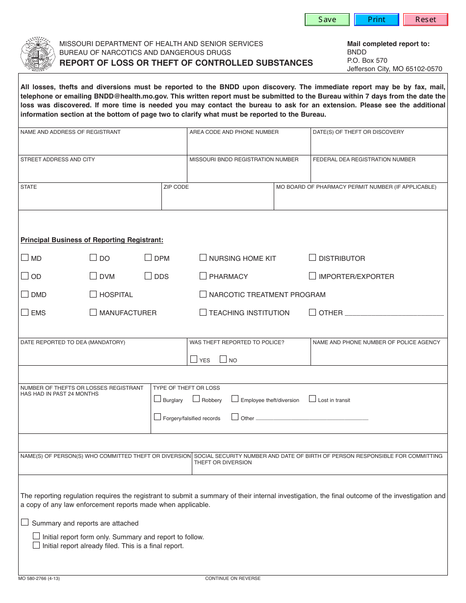 Form MO-580-2766 - Fill Out, Sign Online and Download Fillable PDF ...