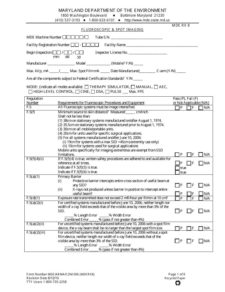 Form MDE/WMA/COM.006 (MDE RX8) - Fill Out, Sign Online and Download ...