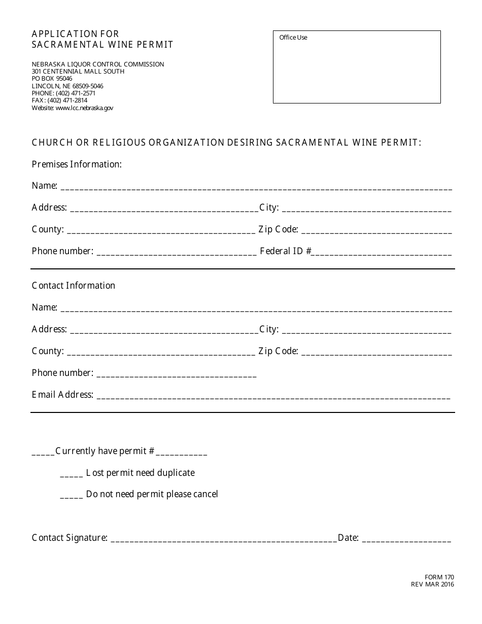 Form 170 - Fill Out, Sign Online and Download Fillable PDF, Nebraska ...