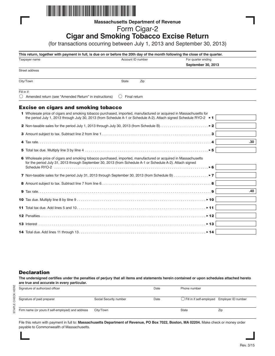 Form Cigar-2 - Fill Out, Sign Online and Download Printable PDF ...