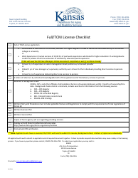 Kansas Full/Tcm License Checklist Download Printable PDF | Templateroller