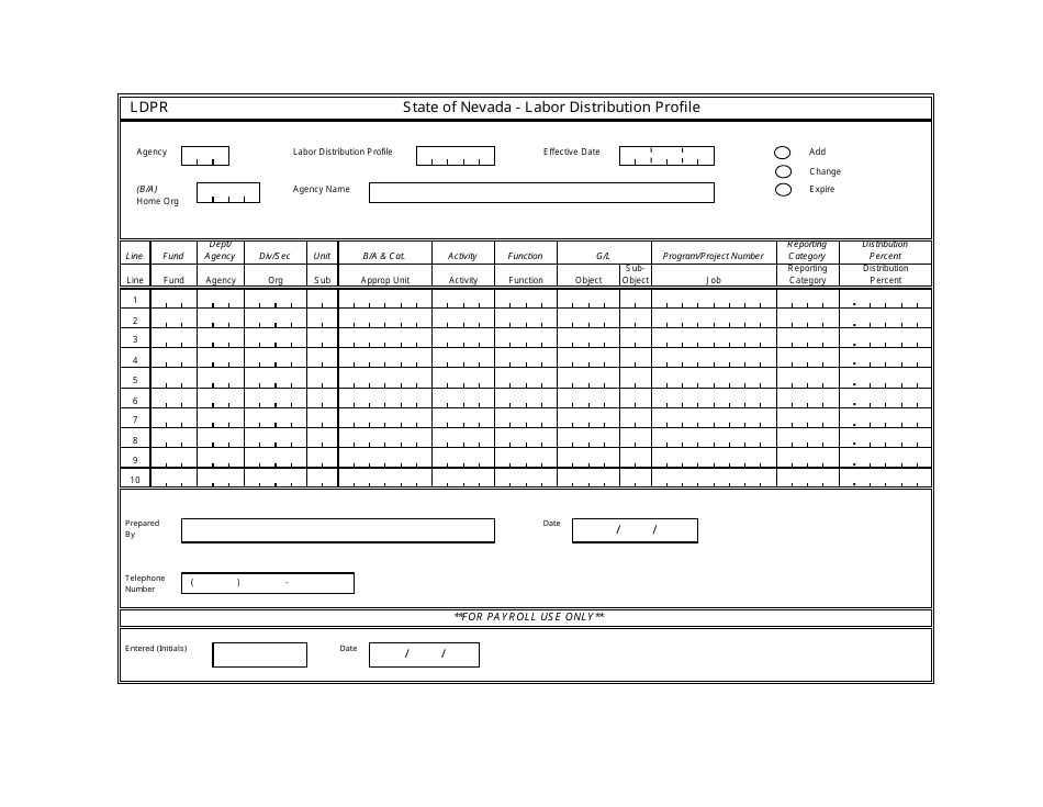 Nevada Labor Distribution Profile - Fill Out, Sign Online and Download ...