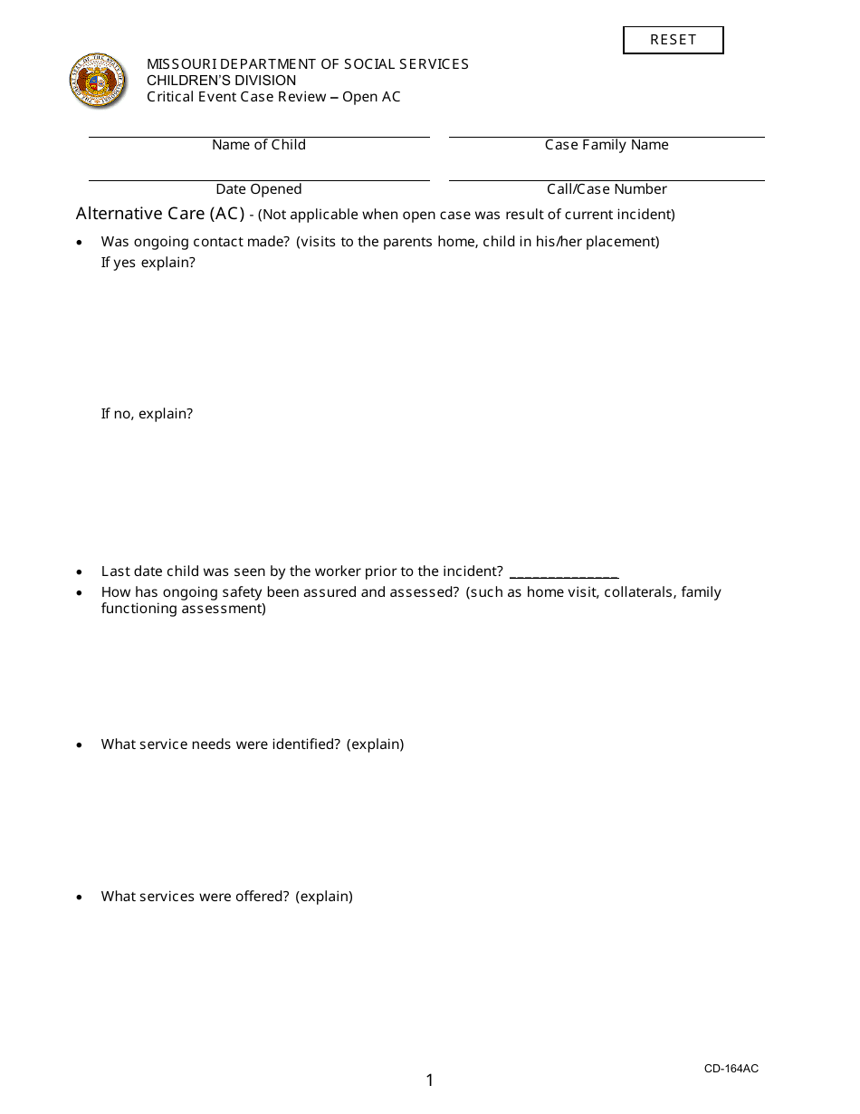 Form CD-164AC - Fill Out, Sign Online and Download Fillable PDF ...