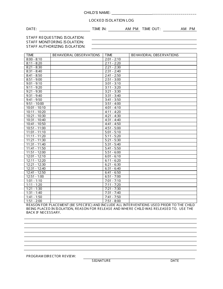 Missouri Locked Isolation Log - Fill Out, Sign Online and Download PDF ...