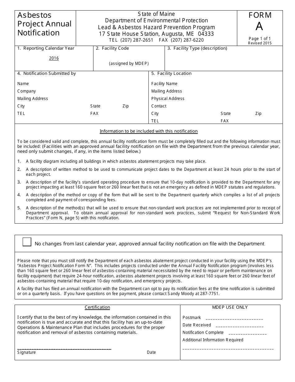 Form A - Fill Out, Sign Online and Download Fillable PDF, Maine ...