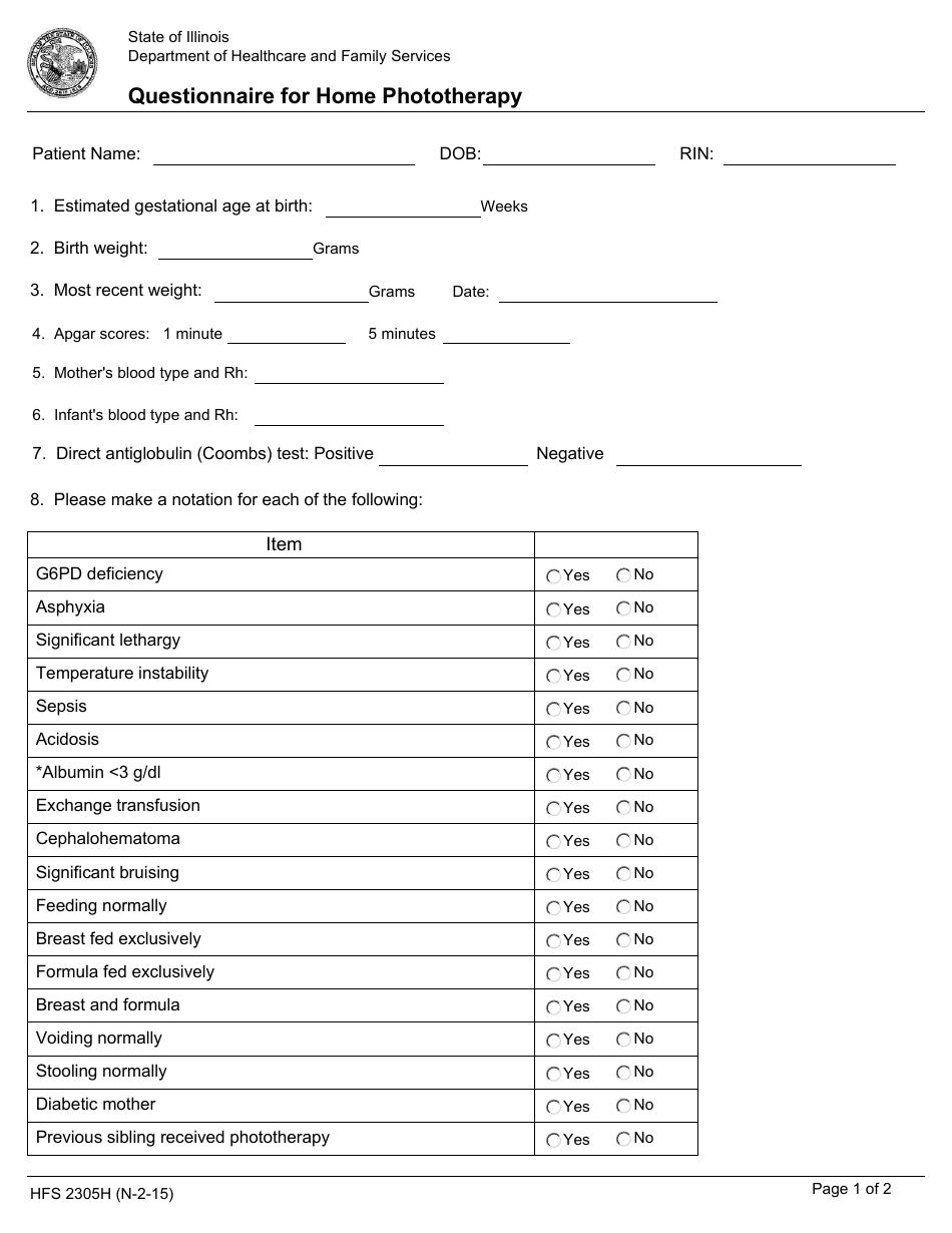 Form HFS2305H - Fill Out, Sign Online and Download Fillable PDF ...