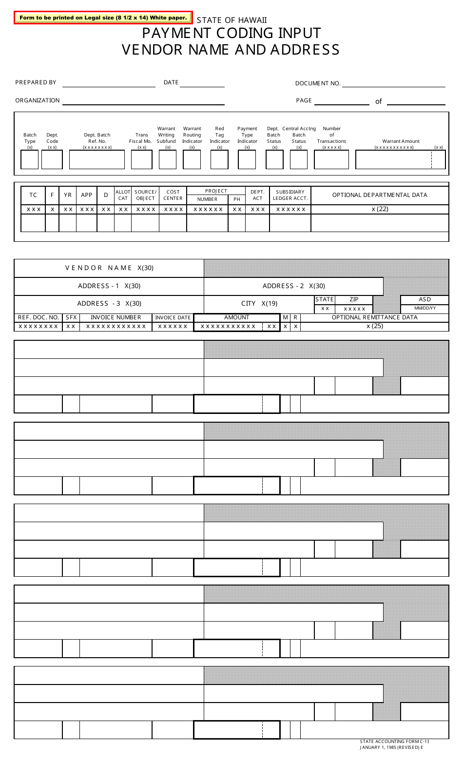 State Accounting Form C-13 - Fill Out, Sign Online and Download ...