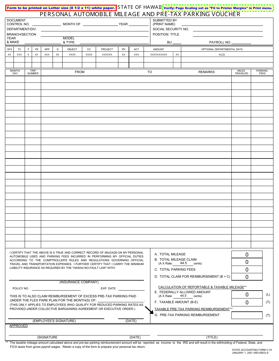 Form C-33 - Fill Out, Sign Online and Download Fillable PDF, Hawaii ...
