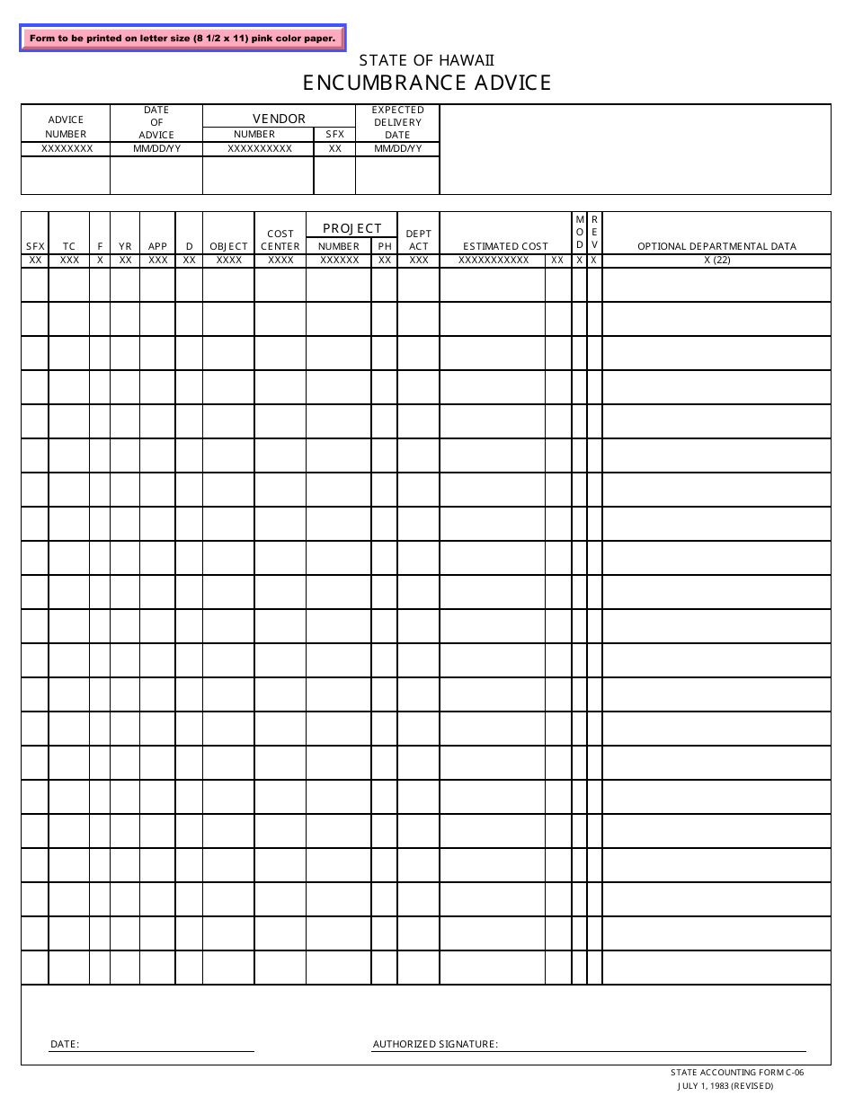 Form C-06 - Fill Out, Sign Online and Download Fillable PDF, Hawaii ...