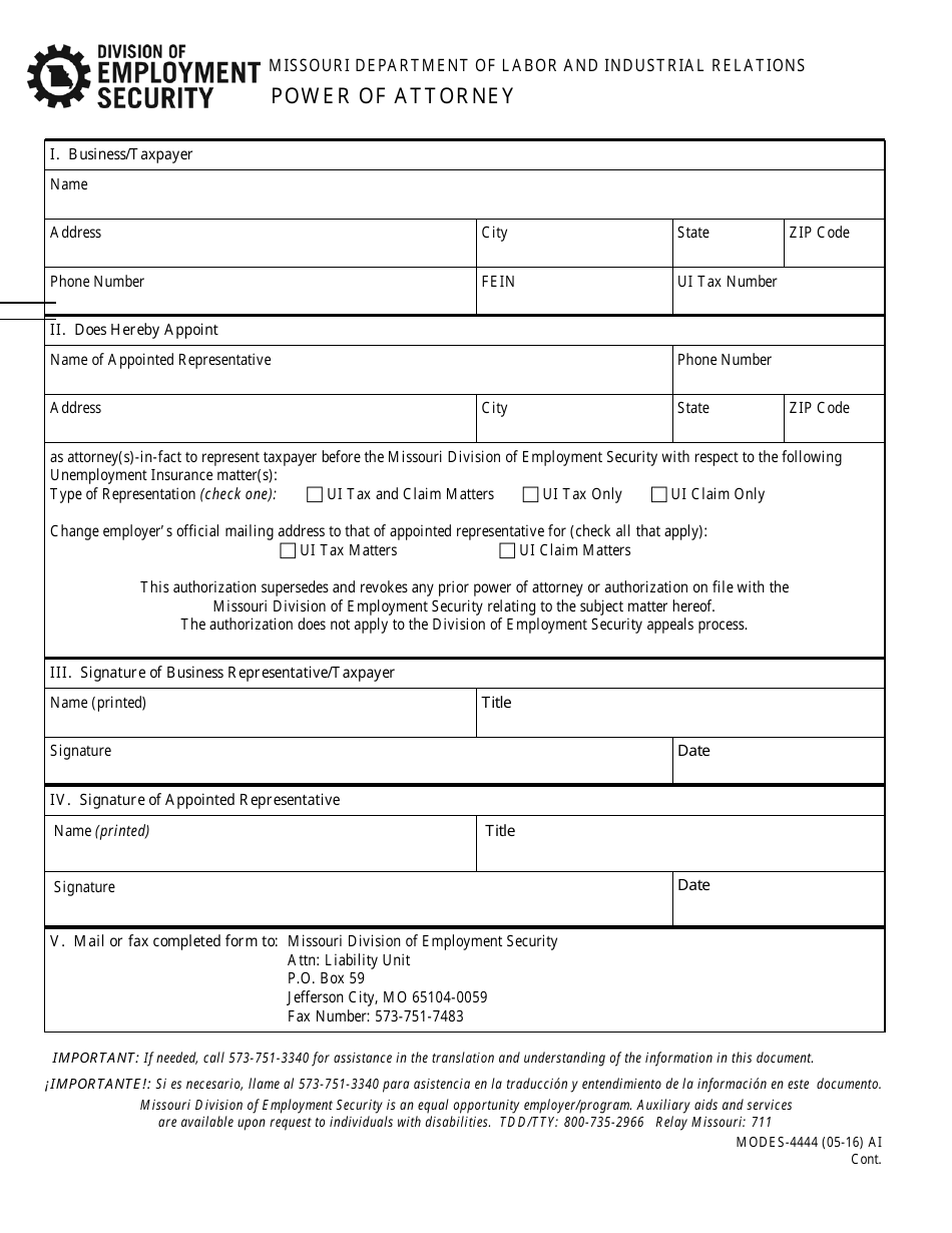 Form MODES-4444 - Fill Out, Sign Online and Download Printable PDF ...