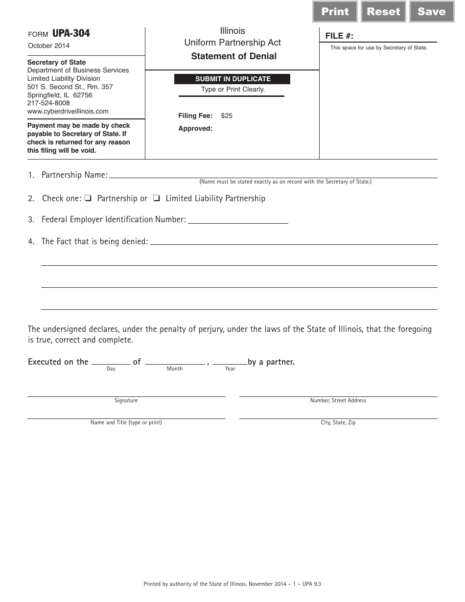 Form UPA-304 - Fill Out, Sign Online and Download Fillable PDF ...