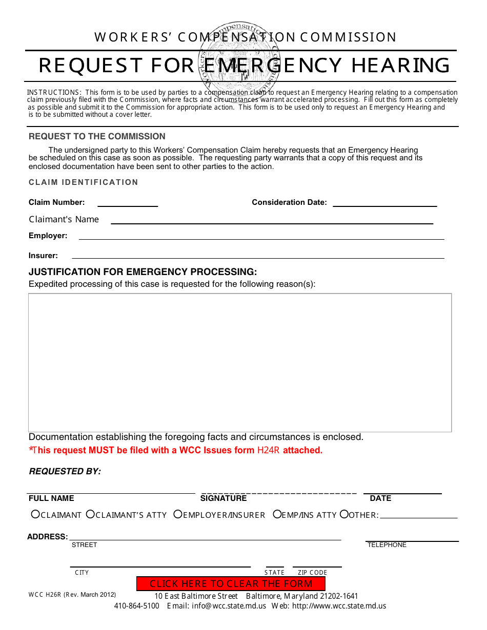 WCC Form WCC H26R - Fill Out, Sign Online and Download Fillable PDF ...