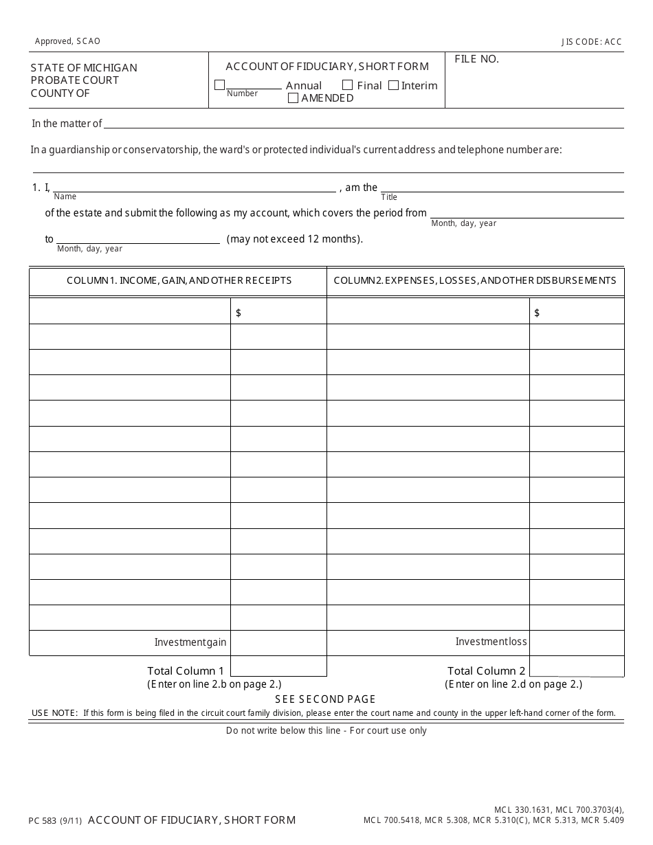 Form PC583 - Fill Out, Sign Online and Download Fillable PDF, Michigan ...