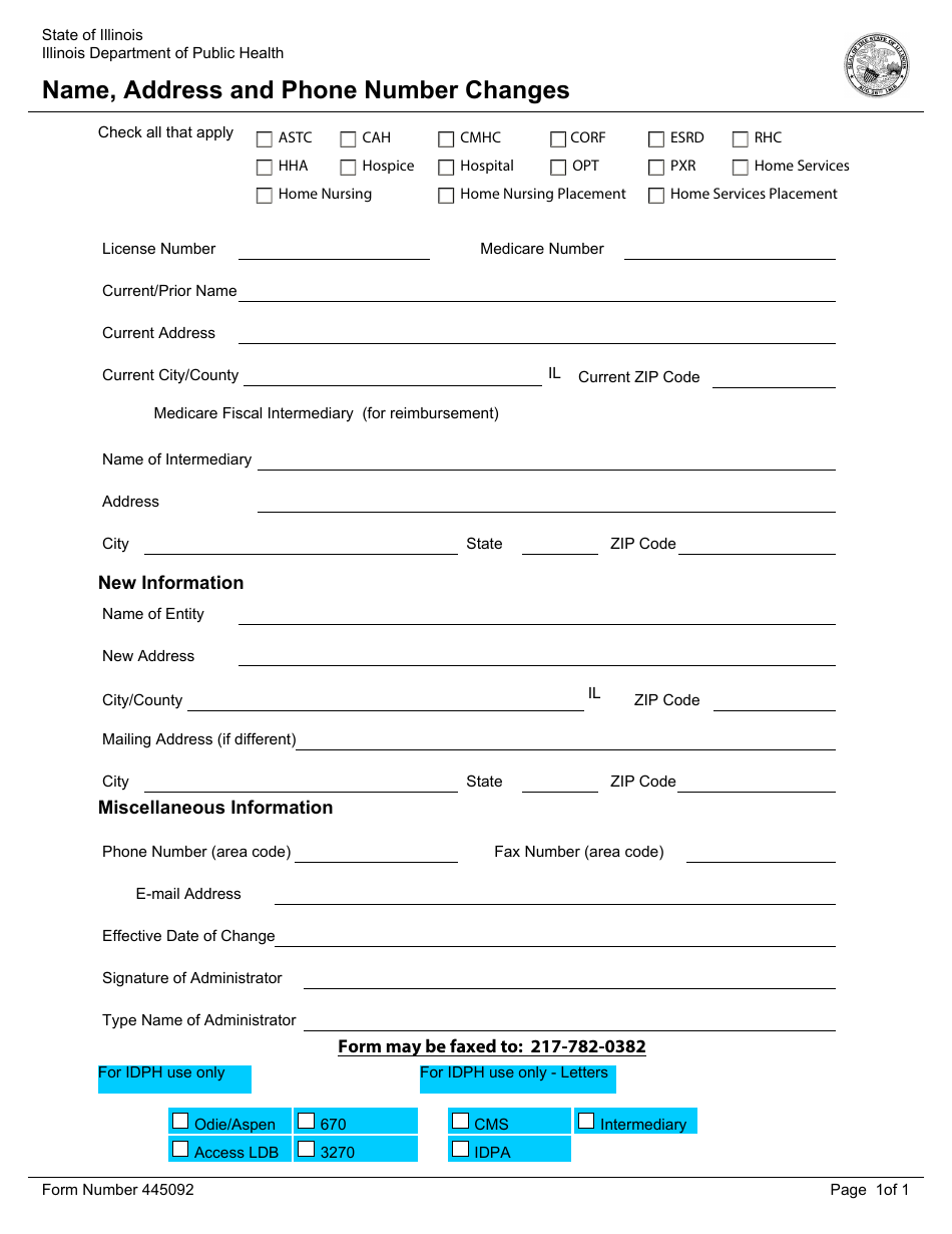 Form 445092 - Fill Out, Sign Online and Download Fillable PDF, Illinois ...