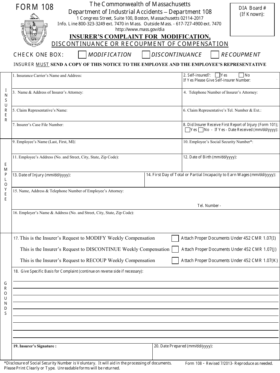Form 108 - Fill Out, Sign Online and Download Fillable PDF ...