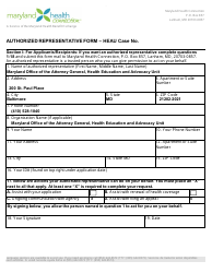 Maryland Authorized Representative Form - Heau Download Fillable PDF ...