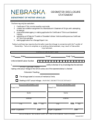 Nebraska Odometer Disclosure Statement Form Download Fillable PDF ...