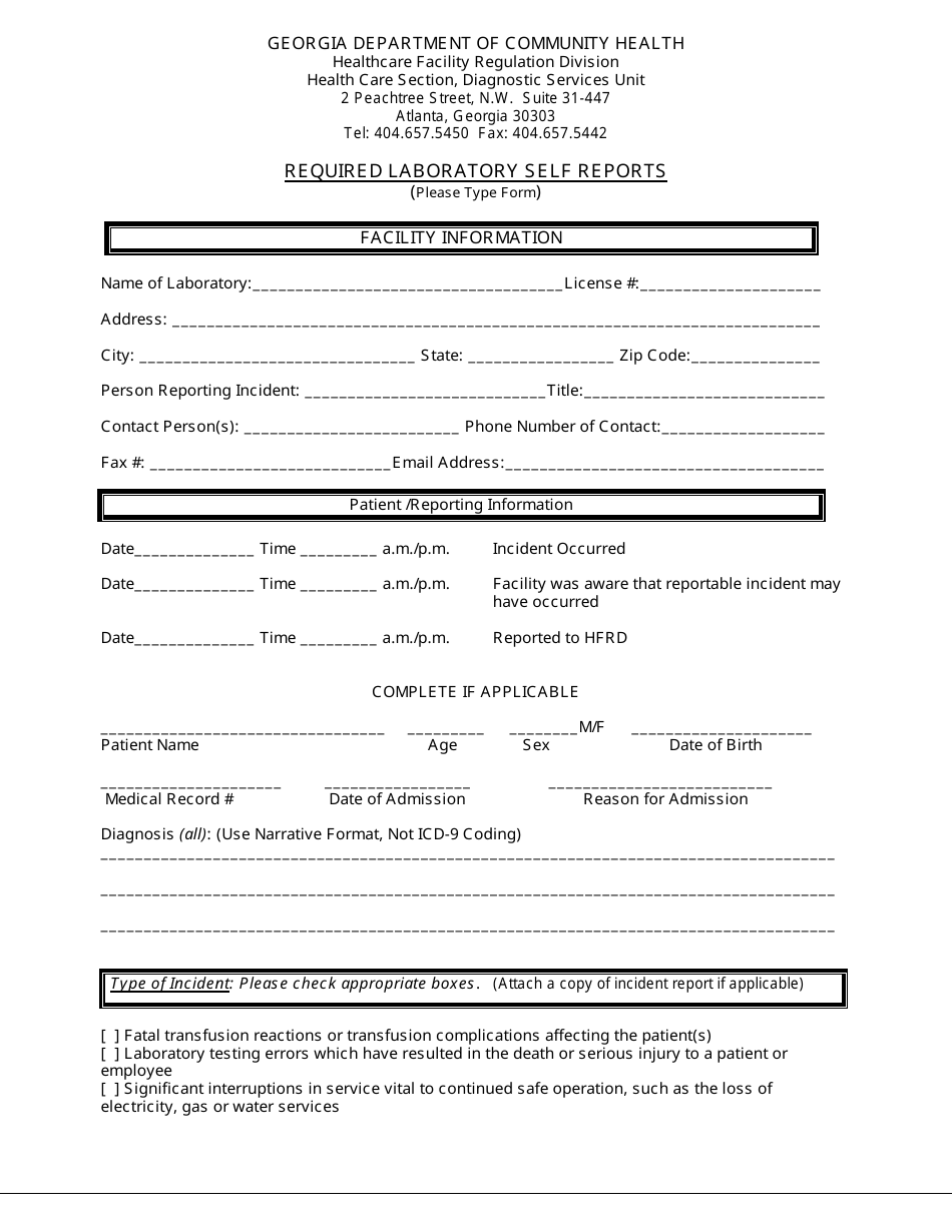 Georgia (United States) Required Laboratory Self Reports - Fill Out ...