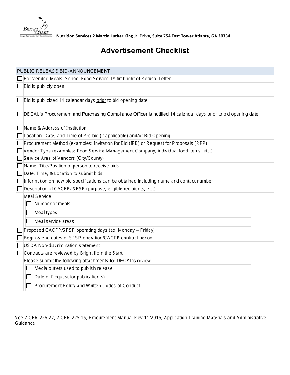 Georgia (United States) Advertisement Checklist - Fill Out, Sign Online ...